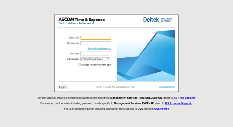 Access fstime.urs.com. Deltek Time & Expense - Login