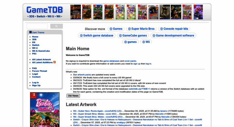 Access gametdb.com. GameTDB - games database