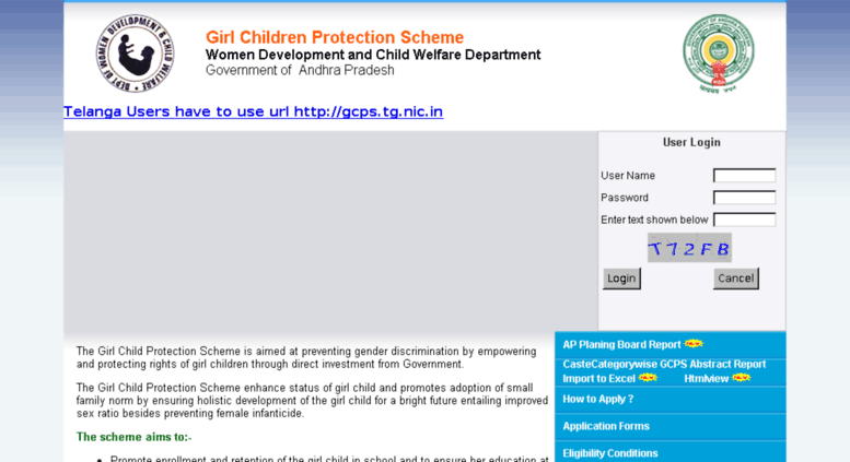Access gcps.ap.nic.in. New Girl Child Protection Scheme