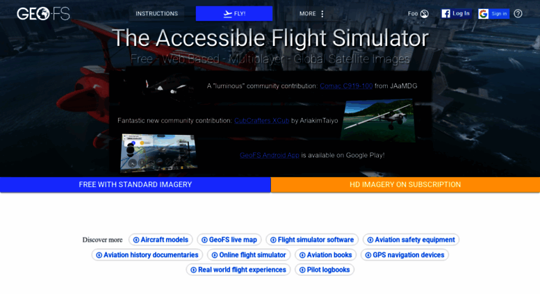 Access gefs-online.com. GeoFS - Free Online Flight Simulator