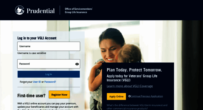 Access giosgli.prudential.com. Prudential VGLI : Login