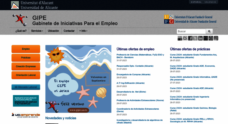 Access gipe.ua.es. GIPE | Gabinete de Iniciativas Para el Empleo de la ...