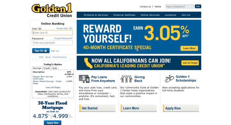 Access goldenone.com. Golden 1 Credit Union | Free Checking, Credit ...