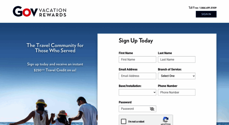 Access govvacationrewards.com. SignUp | Government Vacation Rewards