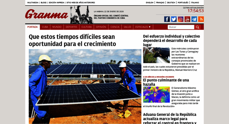 Access granma.cu. Granma - Órgano oficial del PCC