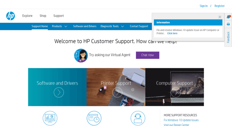 Access h20564.www2.hp.com. Official HP® Support