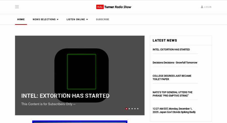 Access halturnershow.com. Hal Turner Radio Show - Home