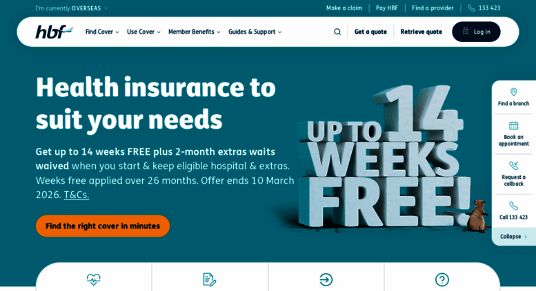 Access hbf.com.au. HBF Health Insurance