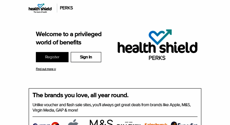 Access healthshield.xexec.com. Perks - Home