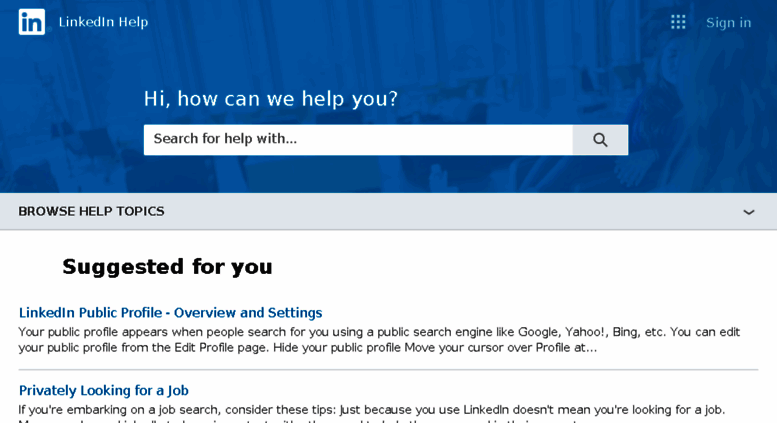 Access help.linkedin.com.