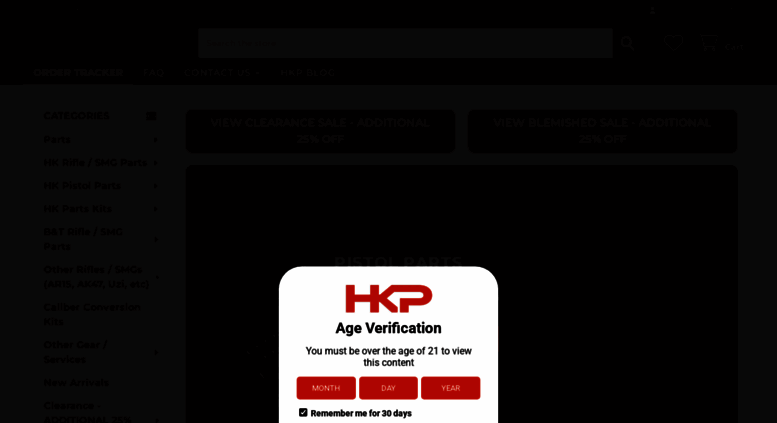 Access hkparts.net. HKParts | The Largest Store for H&K Parts And ...