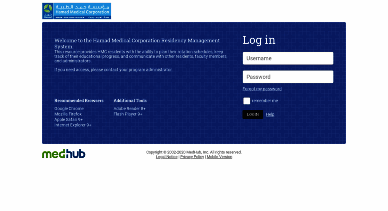 Access hmc.medhub.com. Hamad Medical Corporation - MedHub
