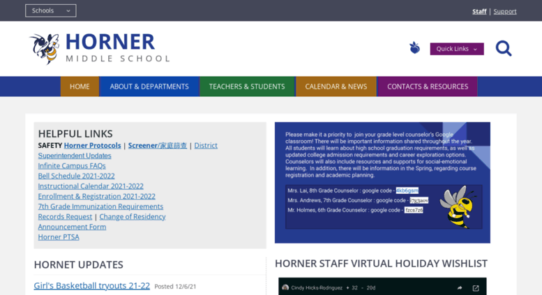 Access horner-fusd-ca.schoolloop.com. John M. Horner Middle School