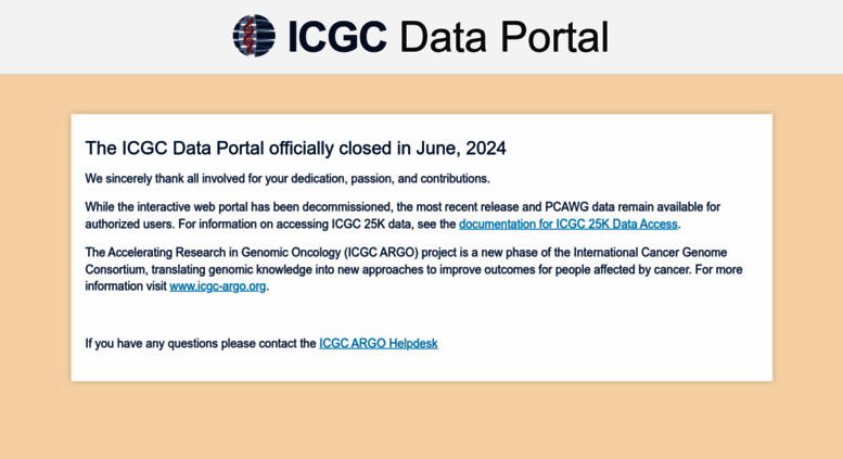 Access icgc.org. International Cancer Genome Consortium