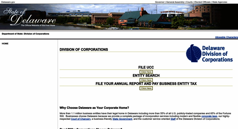 Access icis.corp.delaware.gov. DIVISION OF CORPORATIONS
