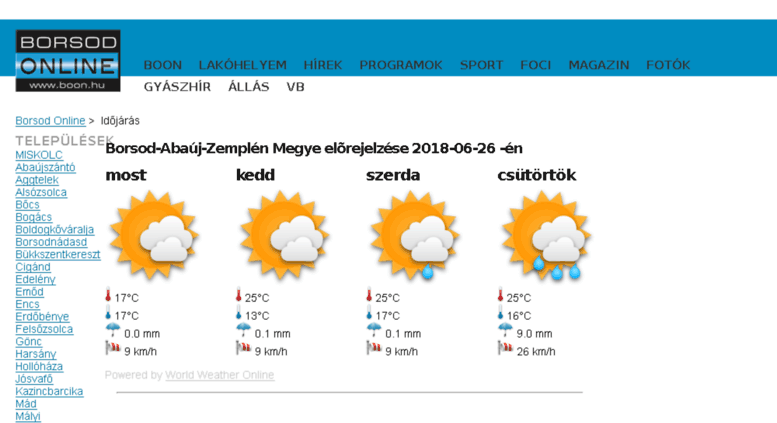 Access idojaras.boon.hu. Miskolc és Borsod-Abaúj-Zemplén megye ...