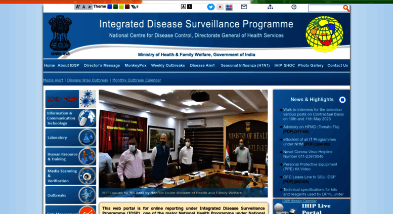 Access idsp.nic.in. Home :: Integrated Disease Surveillance Programme(IDSP)
