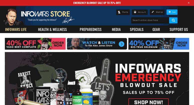 Access infowarsstore.com. Welcome to the Alex Jones Infowars Store ...