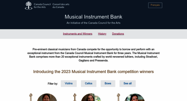 Access instrumentbank.canadacouncil.ca. Musical Instrument Bank