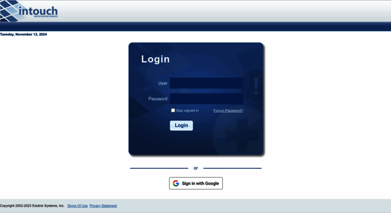 Access intouchk12.com. Intouch Login