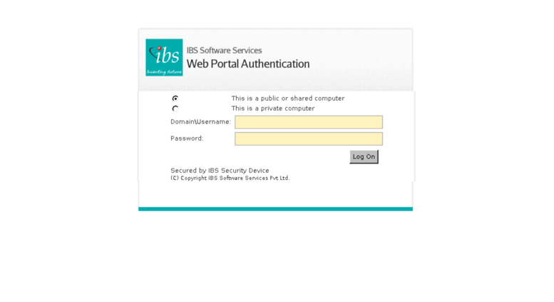 Access iportal.ibsplc.com. IBS Portal Login Screen