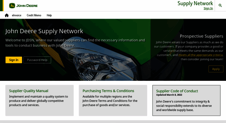 Access jdsn.deere.com. Home | JDSN