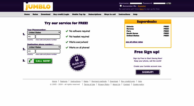Access jumblo.com. Jumblo | Free calls