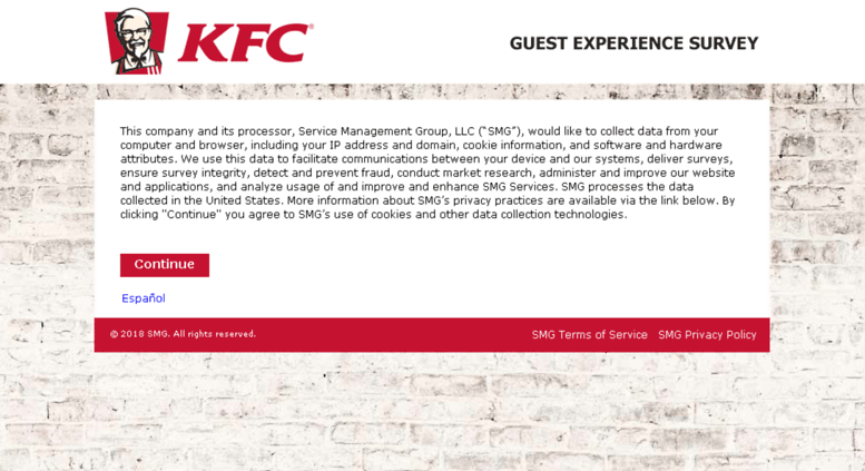 Access kfcgrenadasurvey.com. KFC Grenada Guest Experience Survey - Welcome