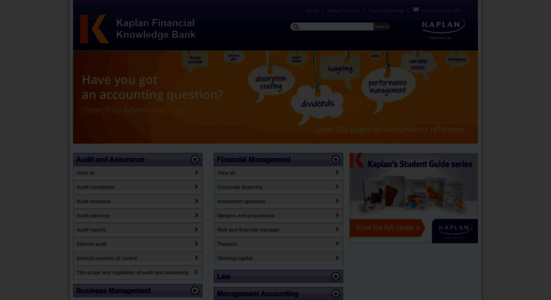 Access kfknowledgebank.kaplan.co.uk. Home