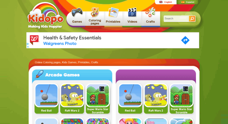Access kidopo.com. Online Games and Coloring Pages For Kids | Kidopo