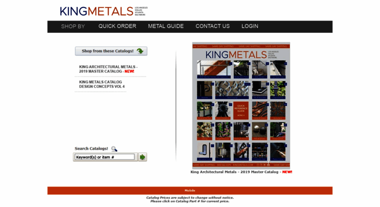 Access kingmetalscatalog.com. King Architectural Metals Catalog