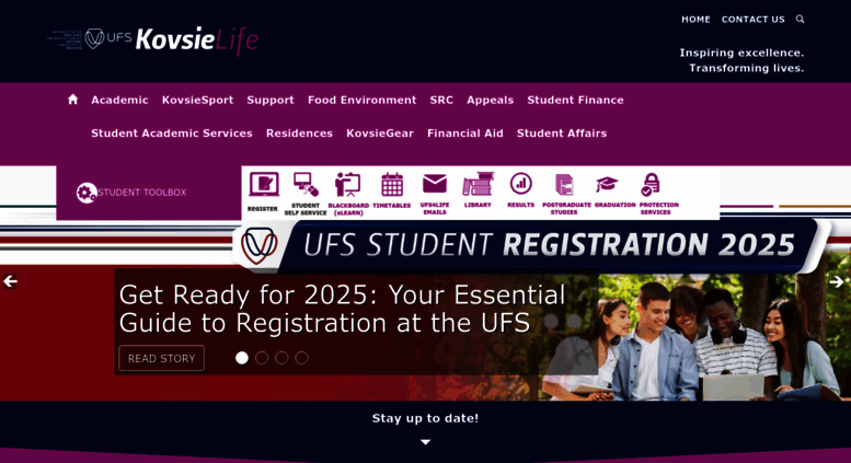 Access kovsielife.ufs.ac.za. Kovsie Life Home