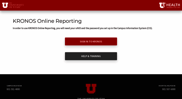 Access kronos.utah.edu. KRONOS - The University of Utah