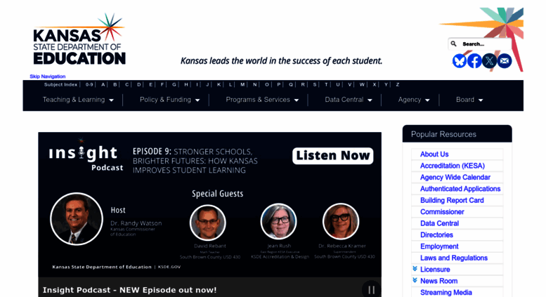 Access ksde.org. Kansas State Department of Education > Home