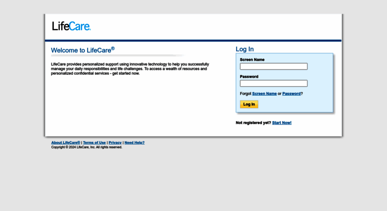 Access lcc30.lifecare.com. Life Event Management Services Login