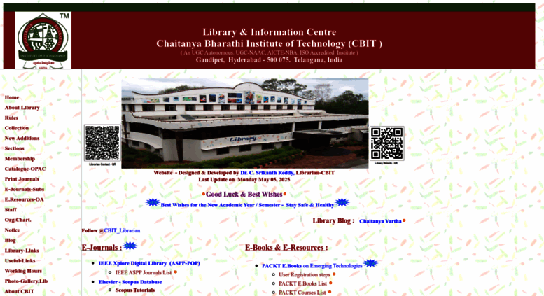 Access library.cbit.ac.in. Welcome to CBIT - Library & Information Centre