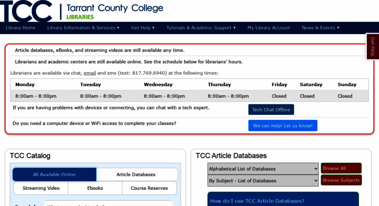 Access library.tccd.edu. Tarrant County College Libraries