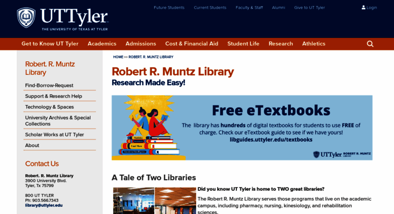 Access library.uttyler.edu. University of Texas Tyler Libraries | UT ...