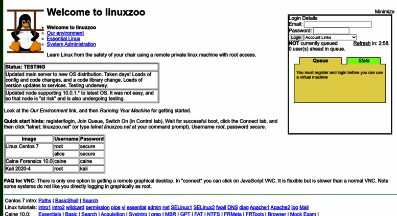 Access linuxzoo.net. Welcome to linuxzoo