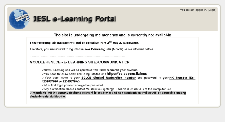 Access lms.iesl.lk. IESL e-Learning System - In maintenance mode