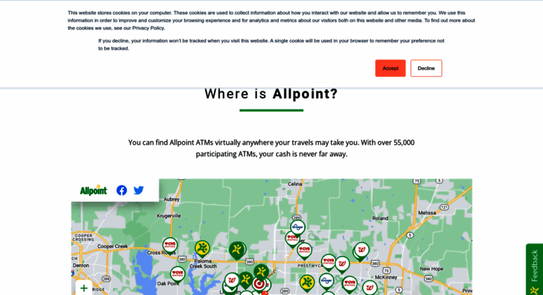 Access locator.allpointnetwork.com. Find an Allpoint ATM near you ...