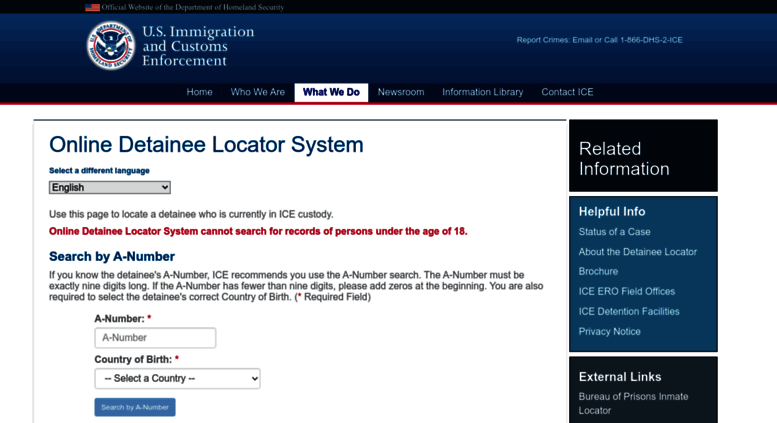 Access locator.ice.gov.
