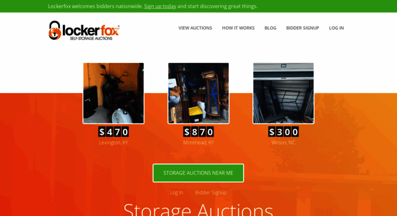 Access lockerfox.com. Storage Auctions | Lockerfox