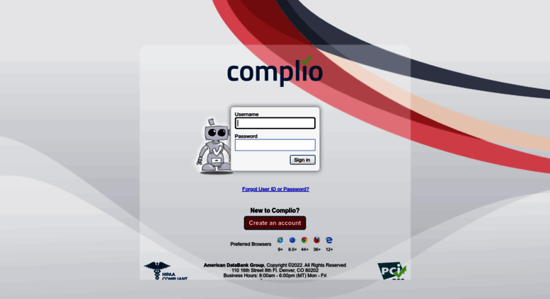 Access login.complio.com. Login :: Complio