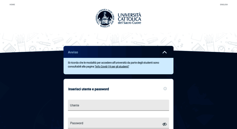 Access login.unicatt.it. Università Cattolica del Sacro Cuore - login page