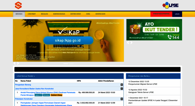 Access lpse.sukabumikab.go.id. LPSE Kabupaten Sukabumi: Home