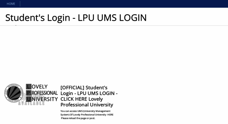 Access lpuumslogin.blogspot.in. Student's Login - LPU UMS LOGIN
