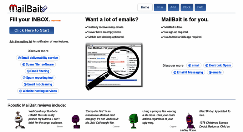 Access mailbait.info. MailBait - Fill Your INBOX
