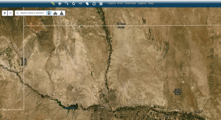 Access maps.pueblo.org. Pueblo County Interactive Map