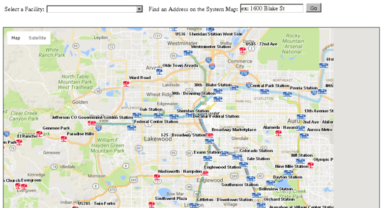 Access maps.rtd-denver.com. RTD System Map - BETA